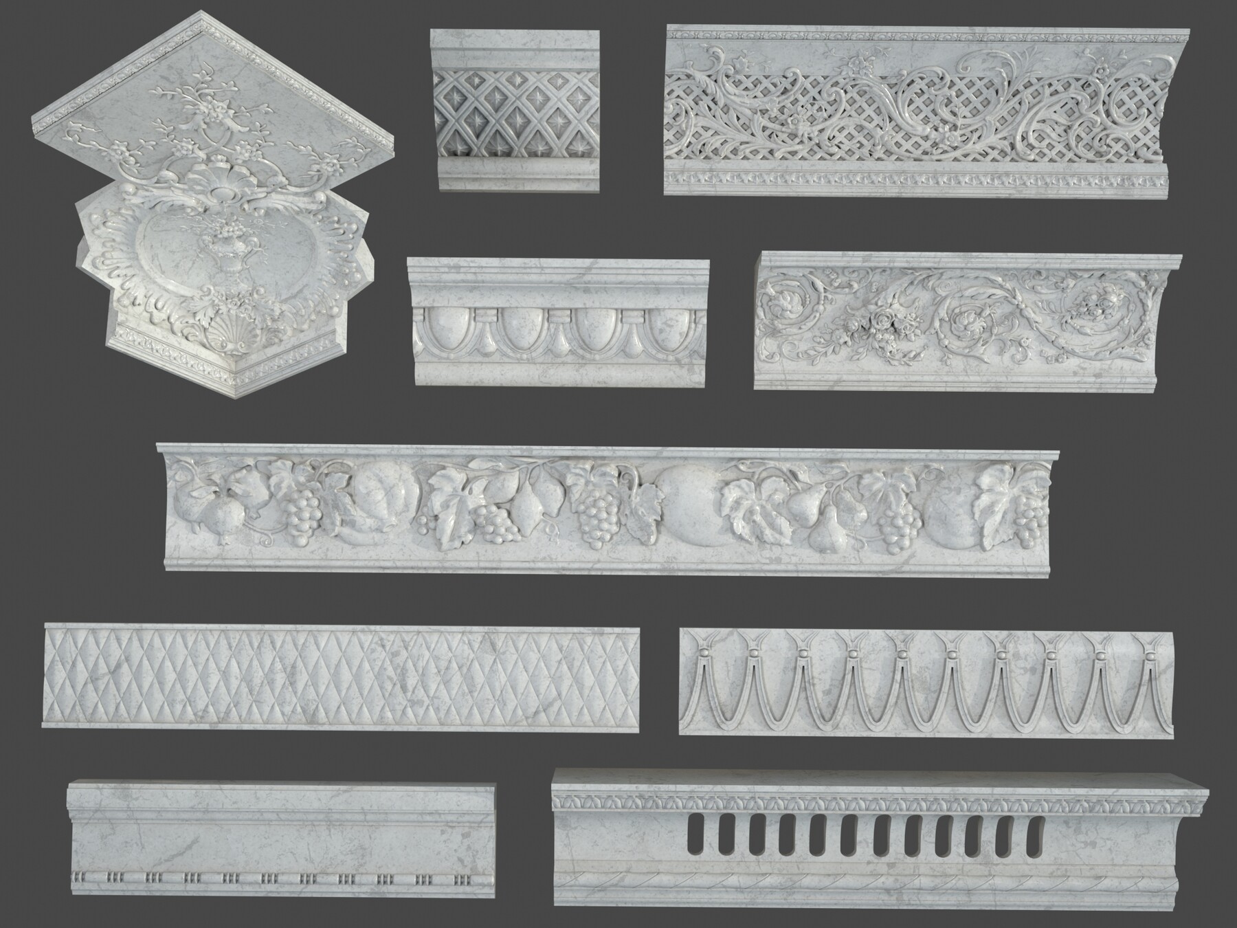ArtStation - Textured Middle Poly Cornices-Collection 2 - 10 pieces ...