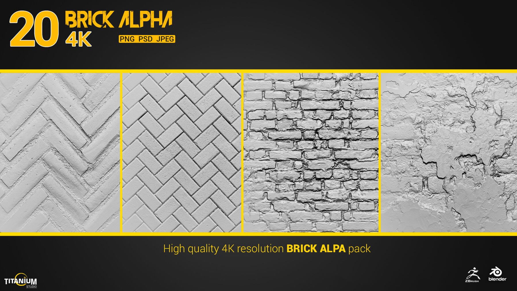 ArtStation - Brick Alpha Pack | 4K | Brushes