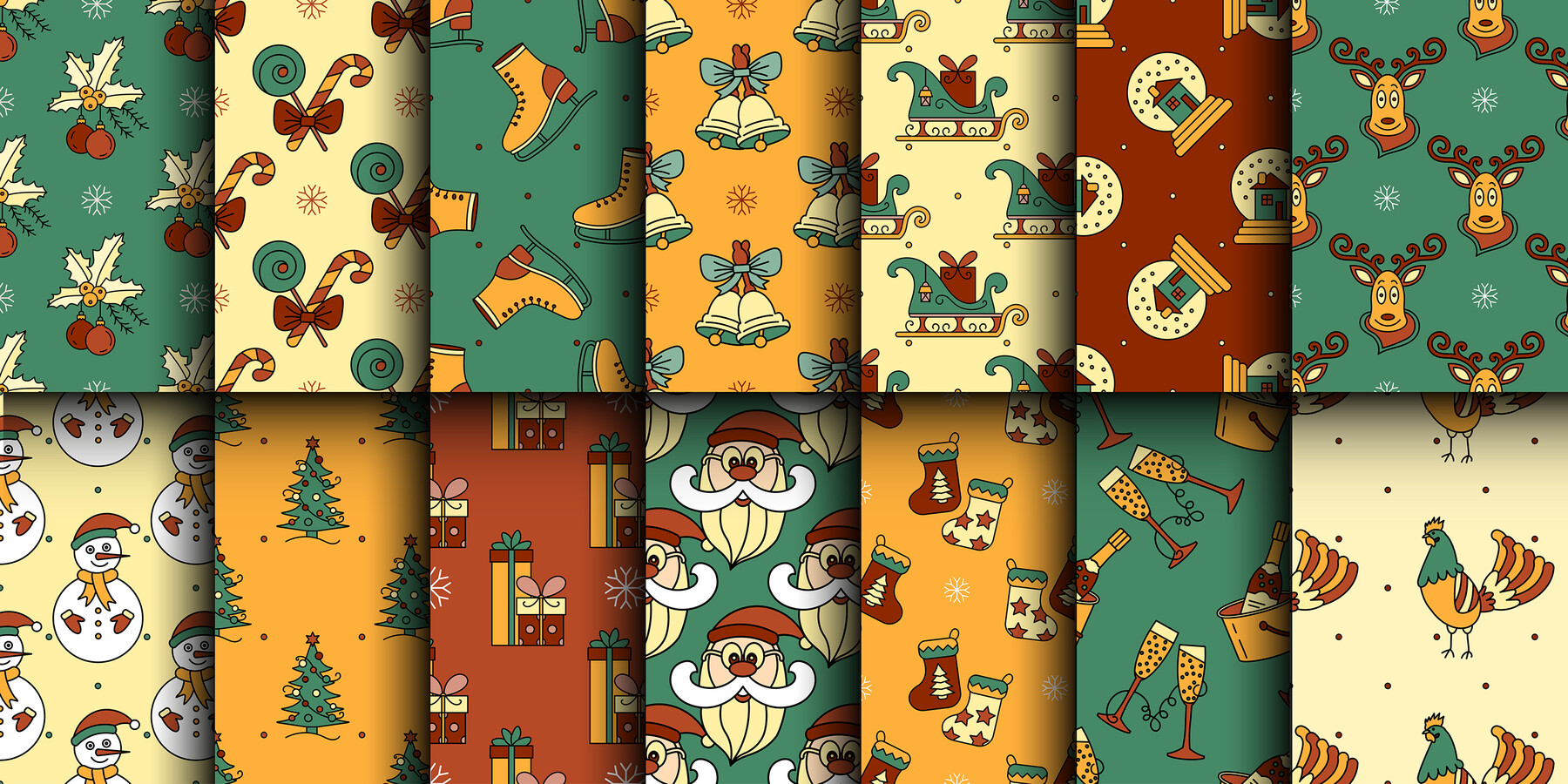 ArtStation - 14 Chrismas patterns collection. Vertor Illustration ...