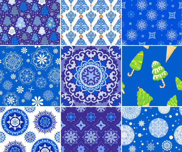 ArtStation - Set of 9 winter patterns. Vertor Illustration Pattern ...
