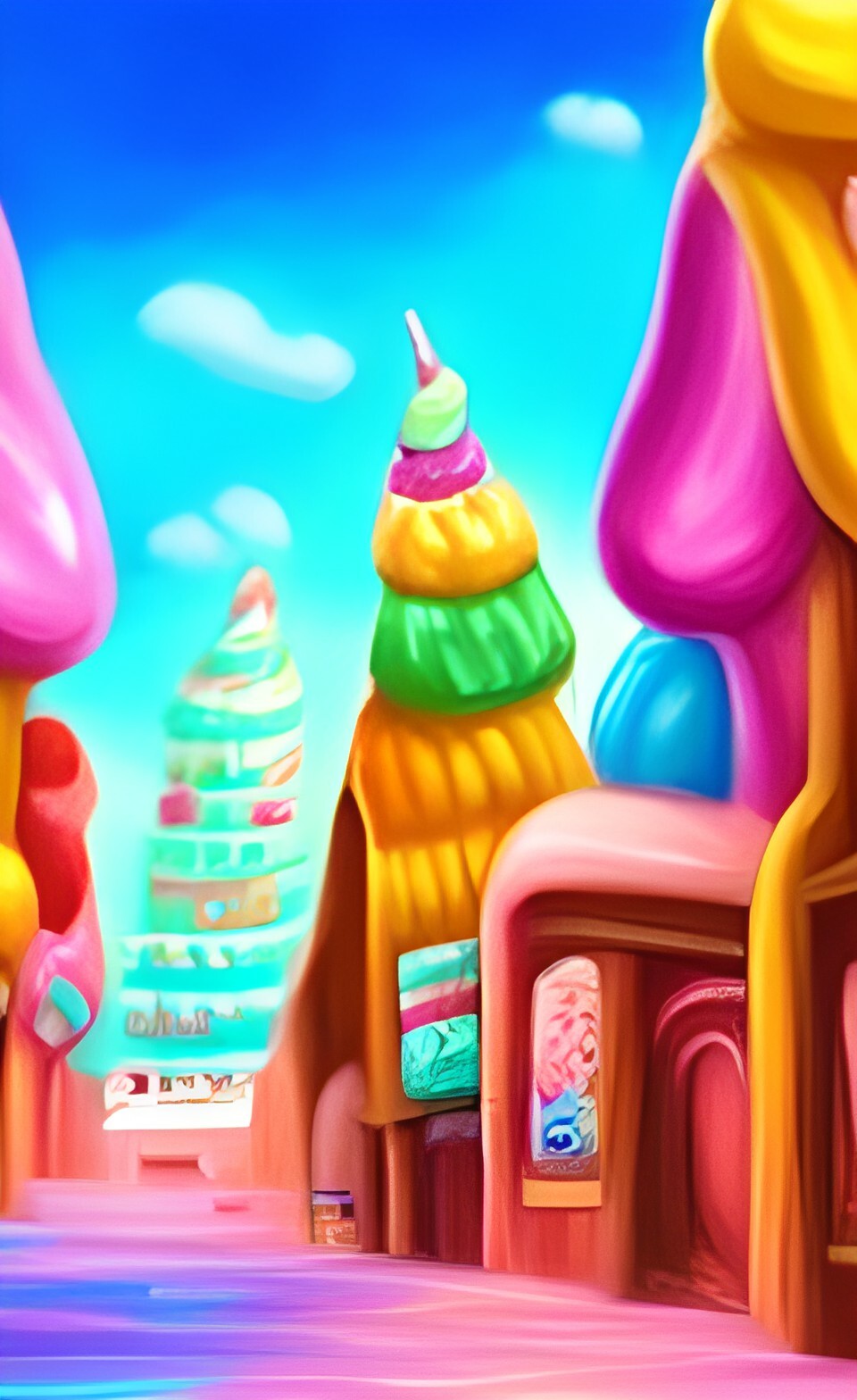ArtStation - Candy dreamscape city painting digital illustration | Artworks