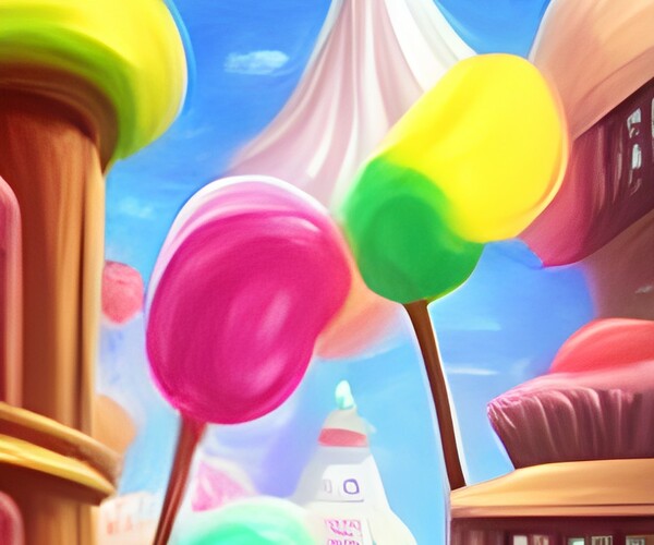 ArtStation - Candy dreamscape city painting digital illustration | Artworks