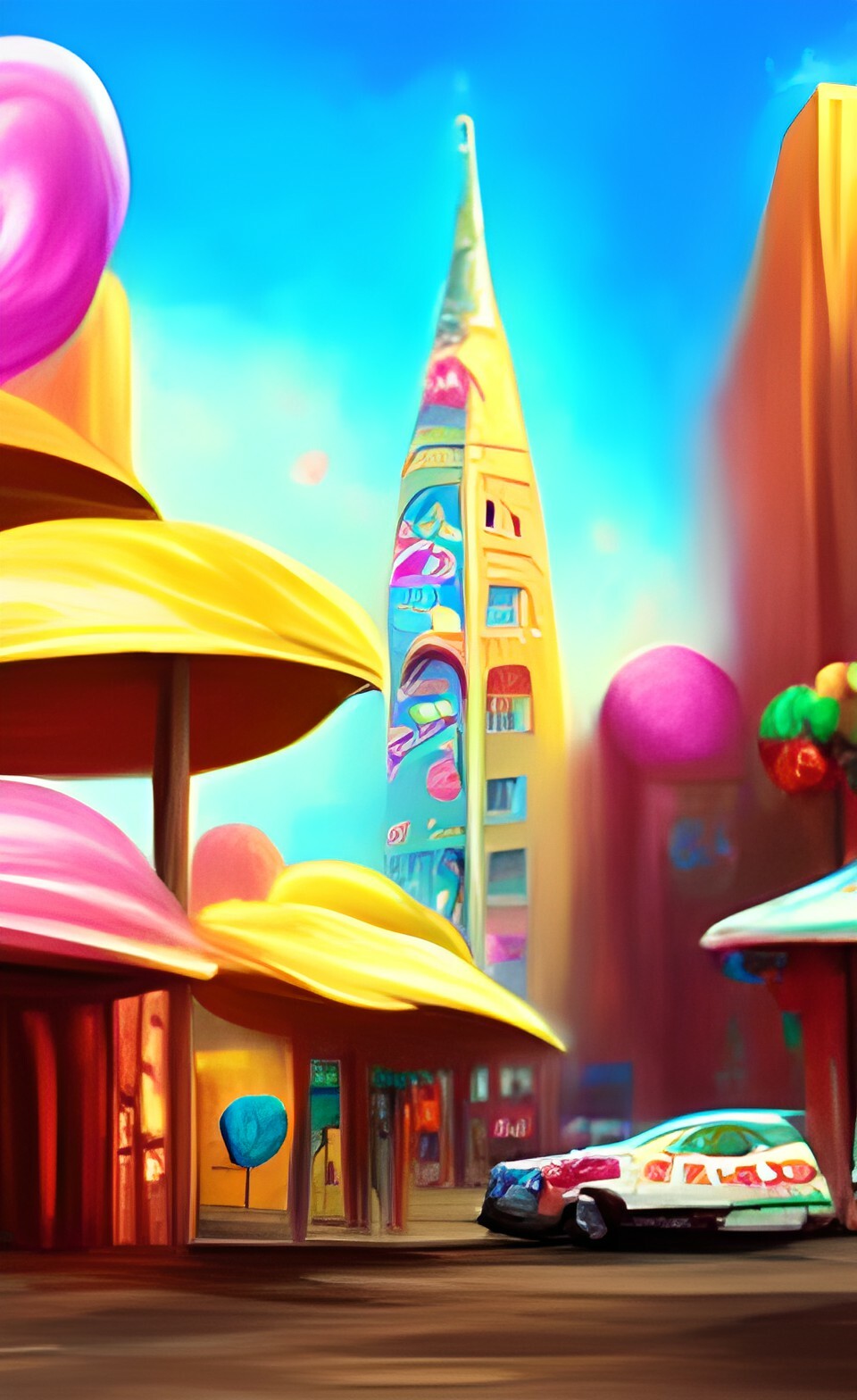 ArtStation - Candy dreamscape city painting digital illustration | Artworks