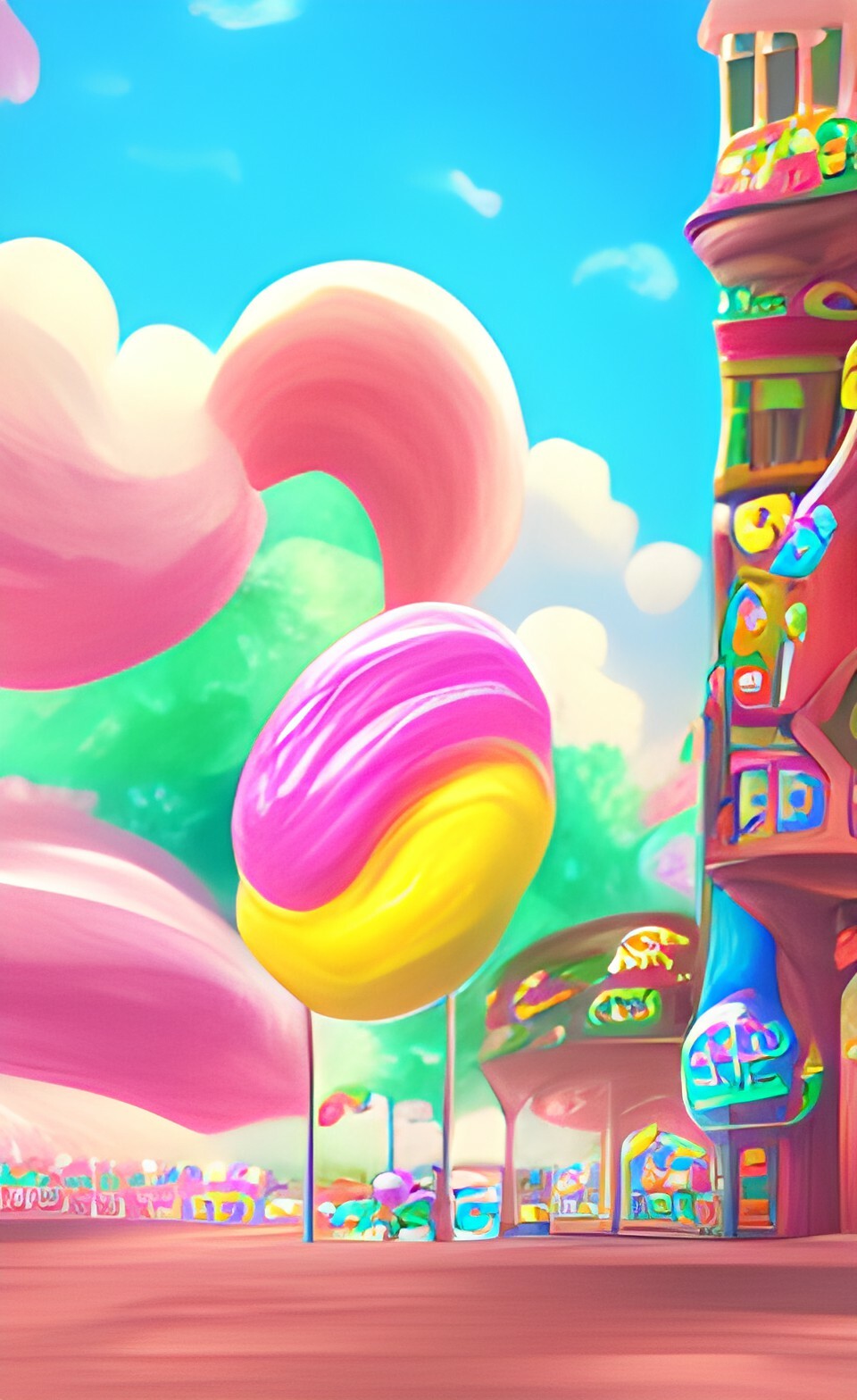 ArtStation - Candy dreamscape city painting digital illustration | Artworks