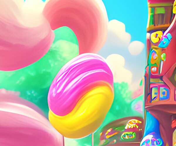 ArtStation - Candy dreamscape city painting digital illustration | Artworks