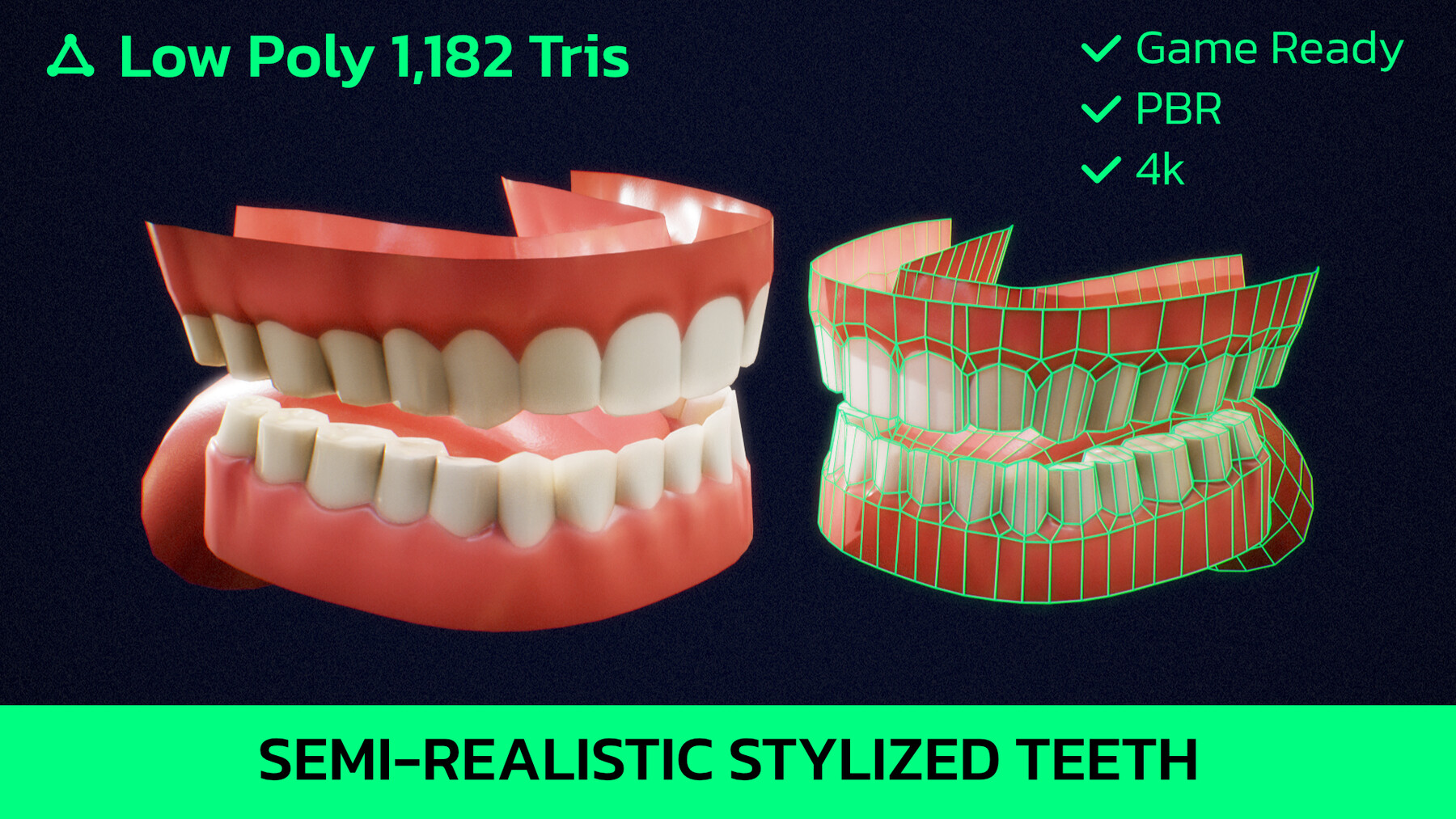 ArtStation - Semi-realistic Stylized Teeth (Game Ready, PBR, 4k, Low ...