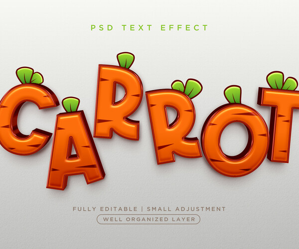 ArtStation - 3D style Carrot PSD fully editable text effect. Layer ...