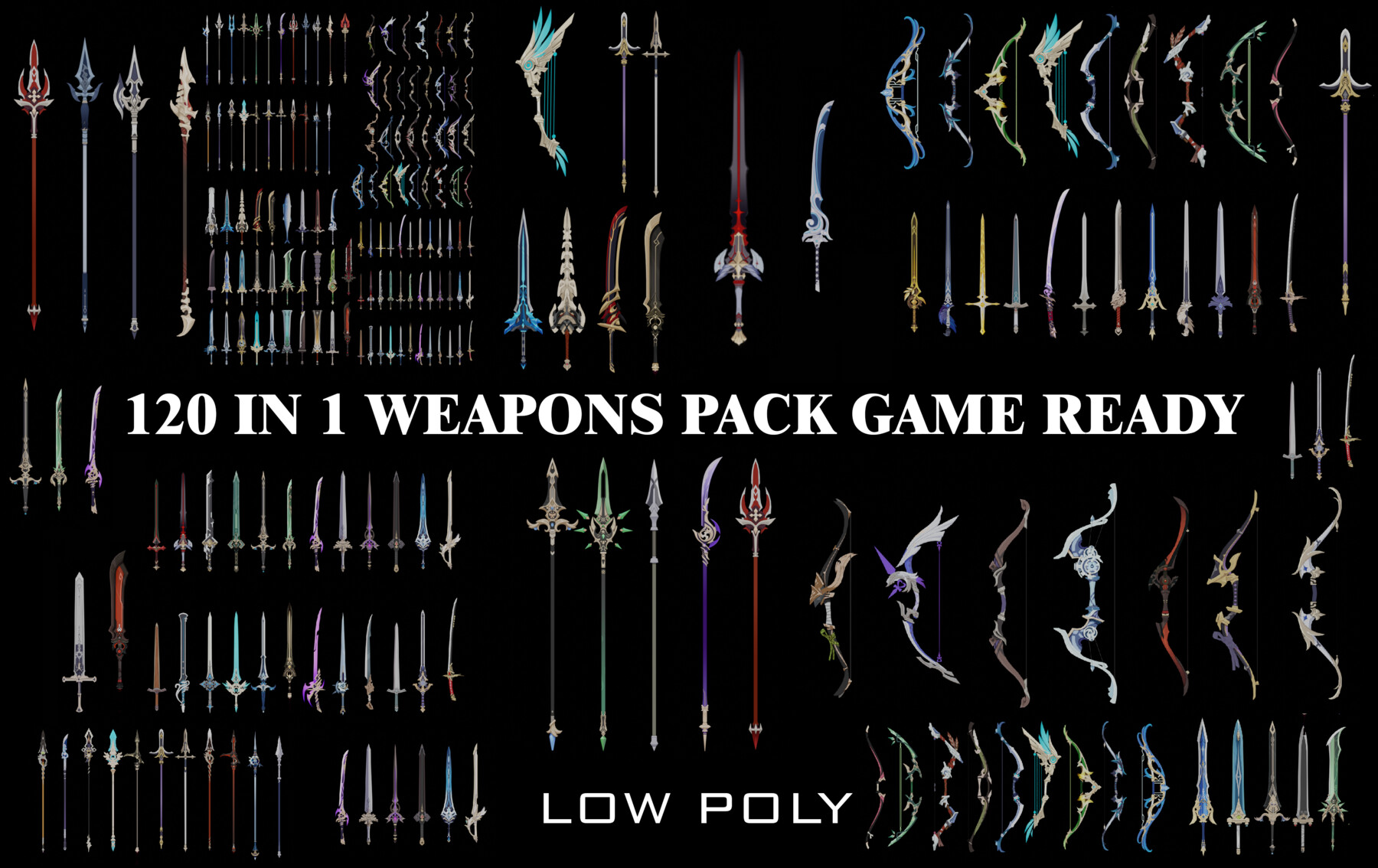 ArtStation - 120 IN 1 WEAPONS PACK GAME READY 3D MODEL | Game Assets