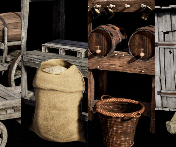 ArtStation - Medieval Town Props FBX | Resources