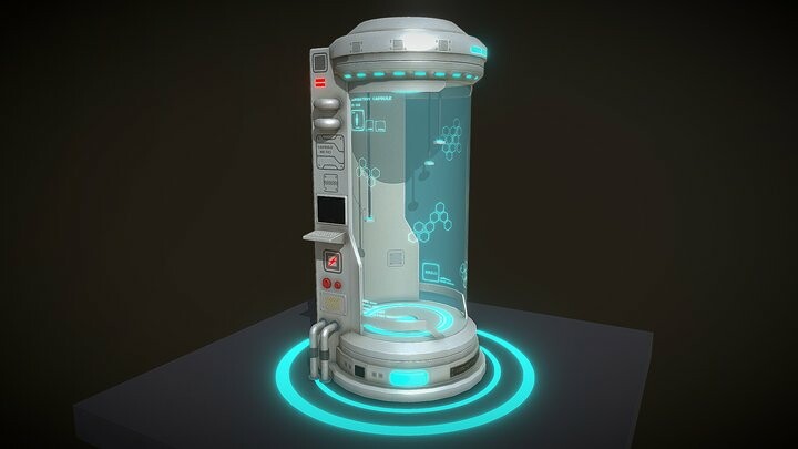 ArtStation - Low-poly Sci-fi Laboratory Capsule | Game Assets