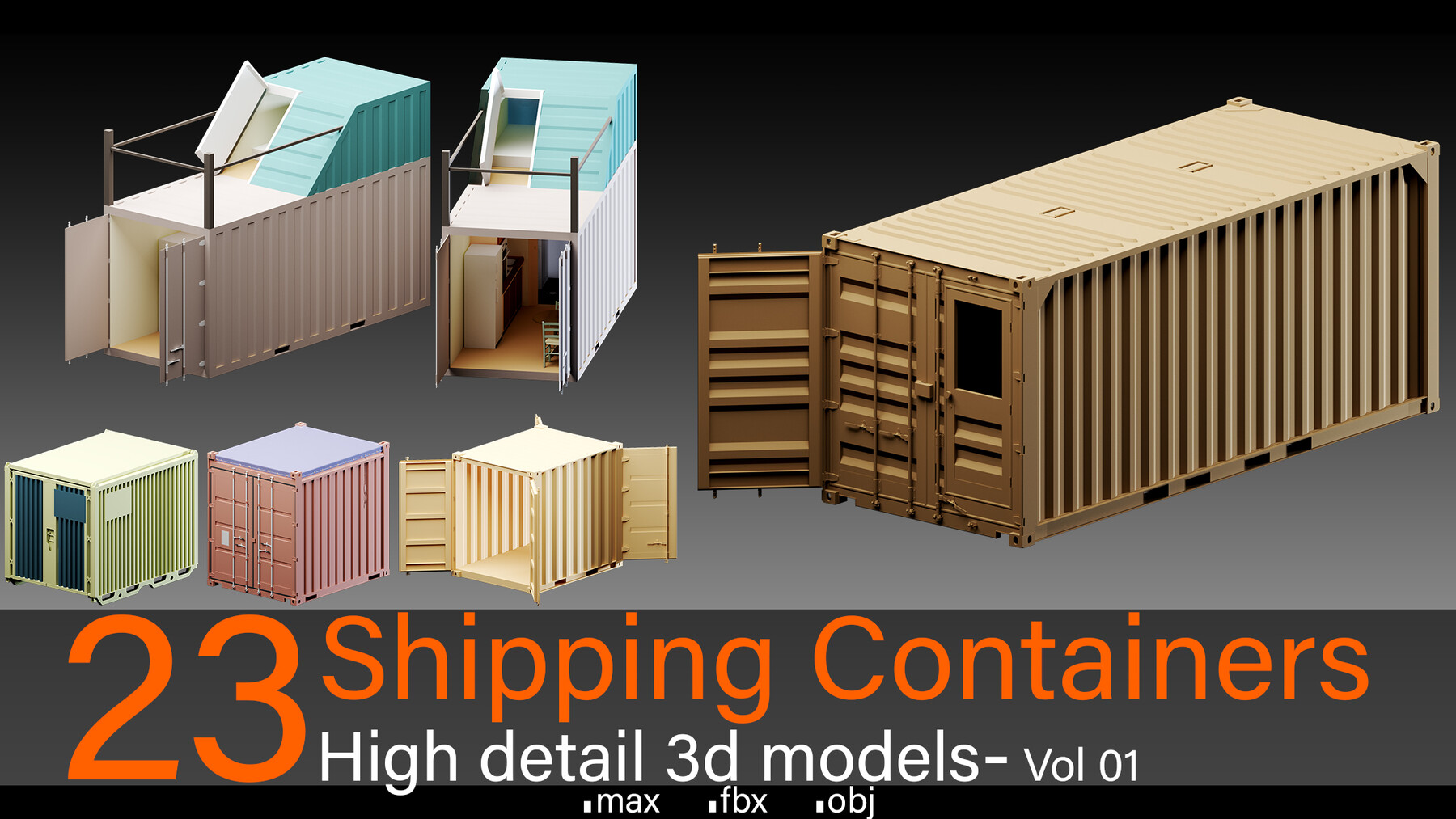 ArtStation - 23 Shipping Containers- Vol 01- High detail 3d models ...