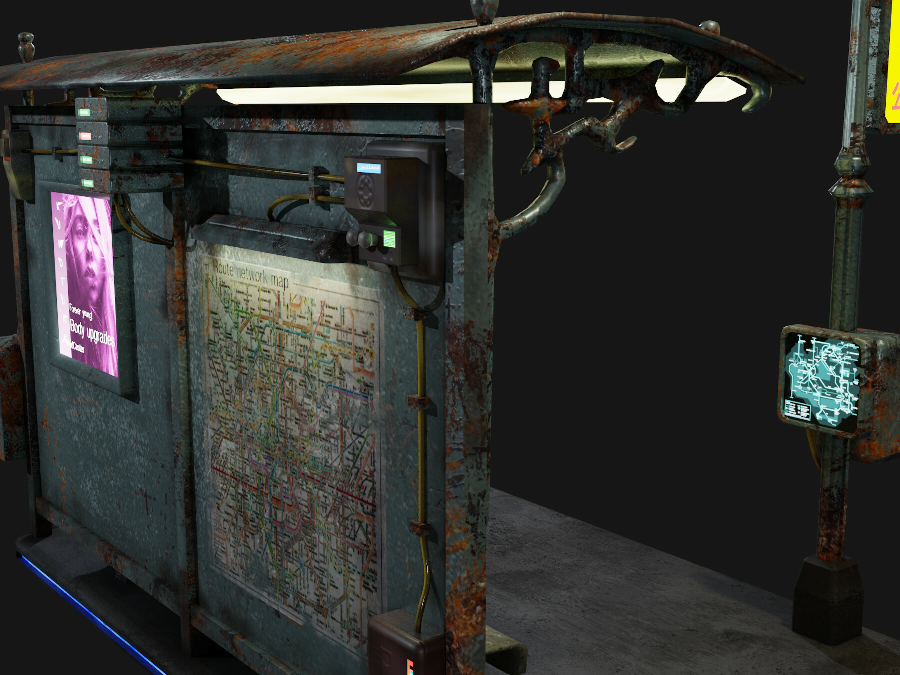 ArtStation - Cyber punk bus stop | Game Assets