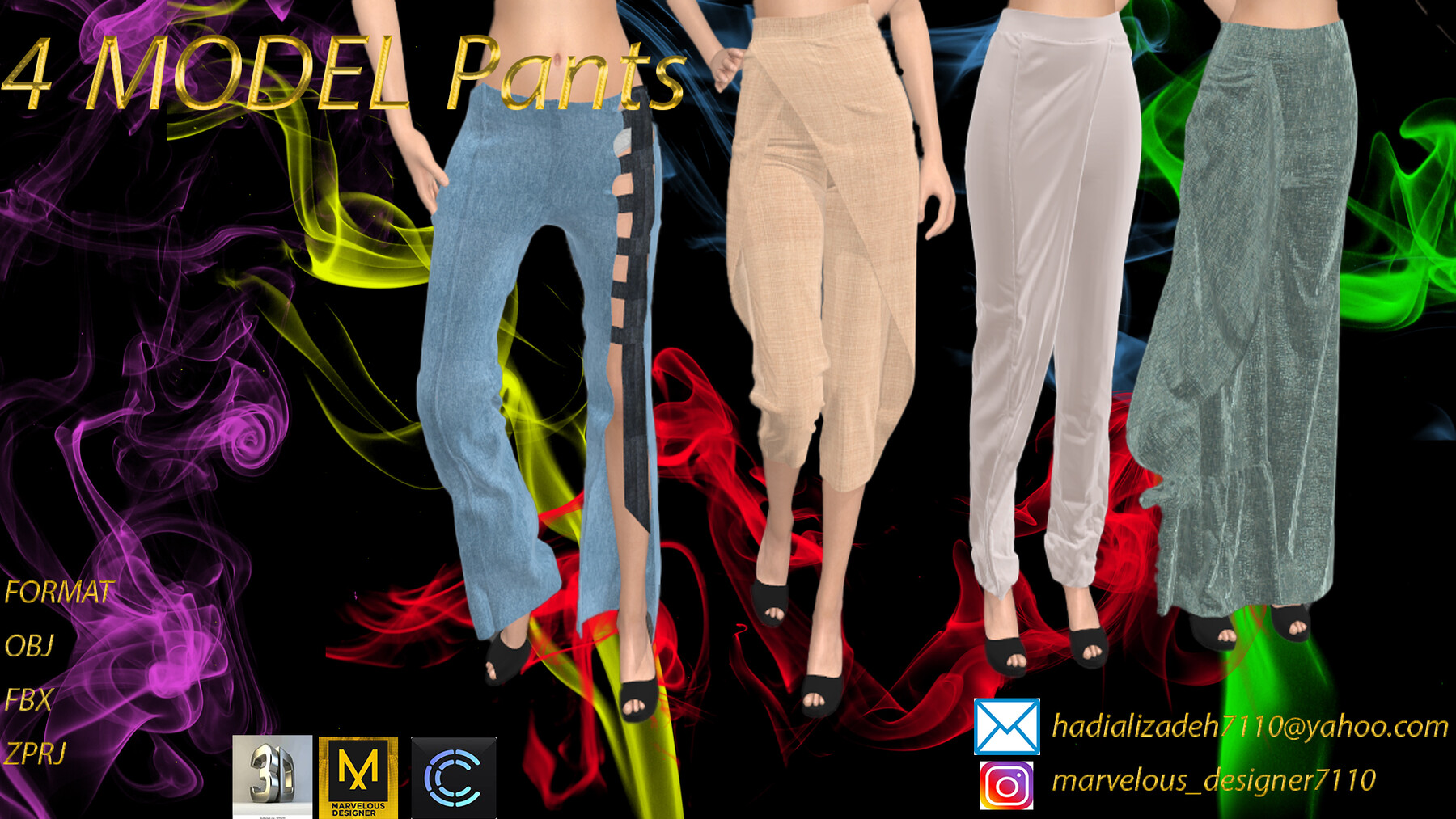 ArtStation - 4 model pants women | Resources