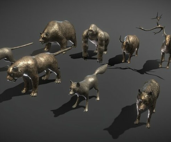 ArtStation - 3D Models - 8 Animal Bronze Statues | Game Assets
