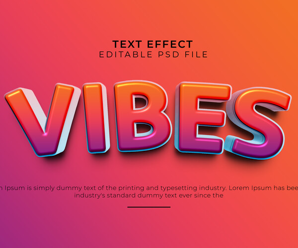 ArtStation - 3D Vibes PSD fully editable text effect. Layer style PSD ...