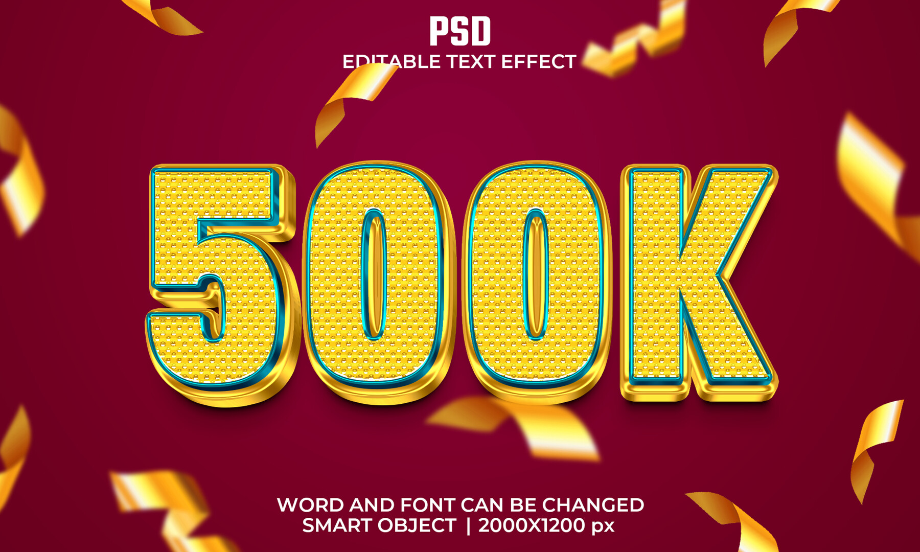 ArtStation - 3D 500k PSD fully editable text effect. Layer style PSD ...