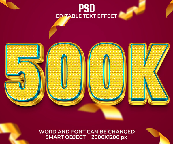 ArtStation - 3D 500k PSD fully editable text effect. Layer style PSD ...
