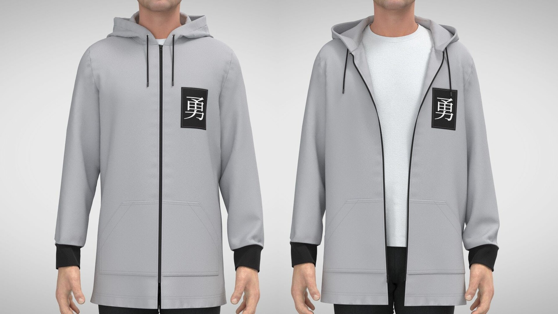 ArtStation - Hooded Zip-up Jacket 2, Marvelous Designer, Clo +fbx, obj ...