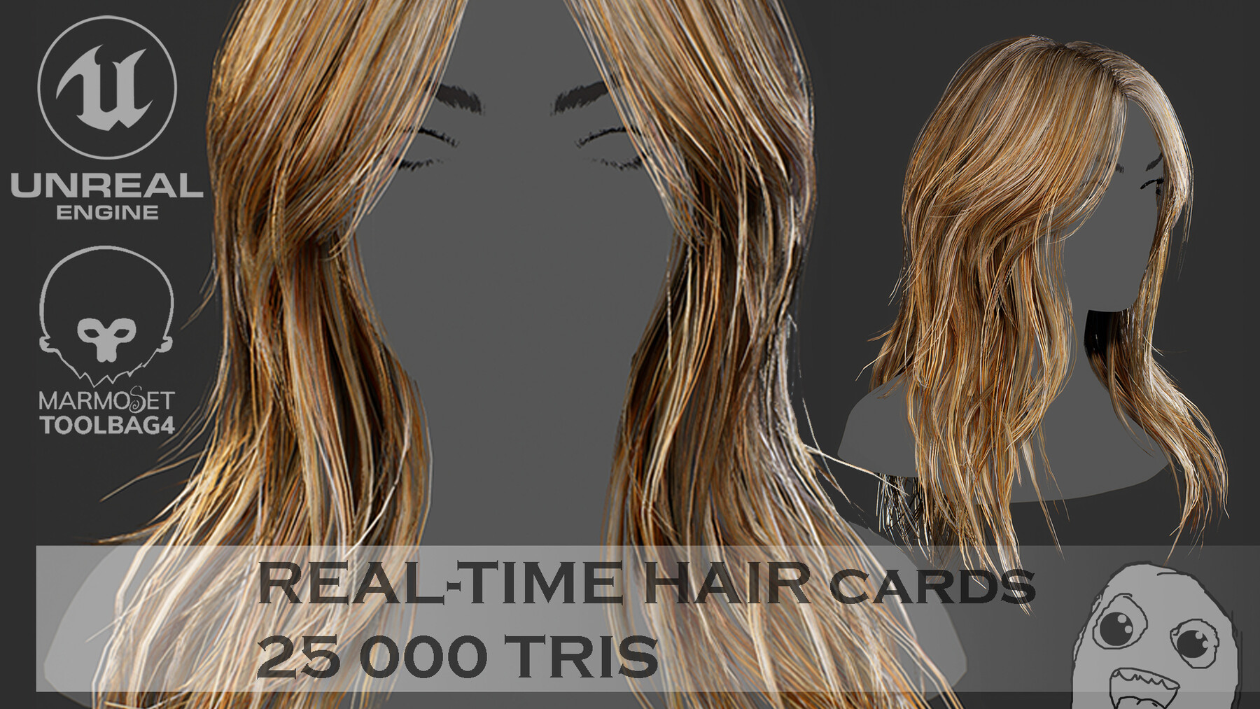 ArtStation - Low Poly Cards Game-ready Long Hairstyle | Game Assets