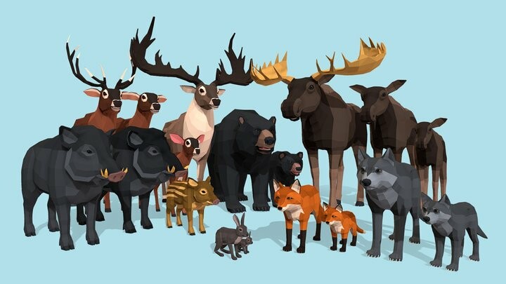 ArtStation - LowPoly Forest Animals pack | Game Assets