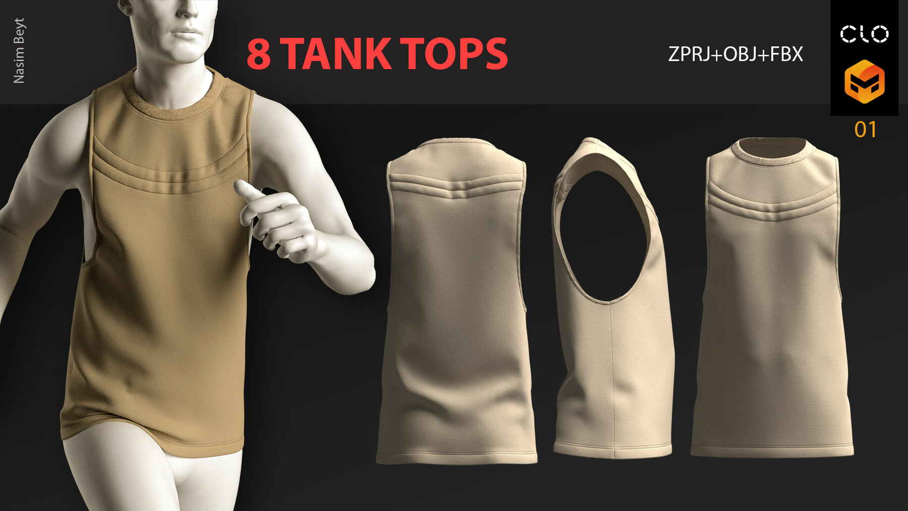 ArtStation - 8 TANK TOP PACK. Marvelous Designer/Clo3D project file+OBJ ...
