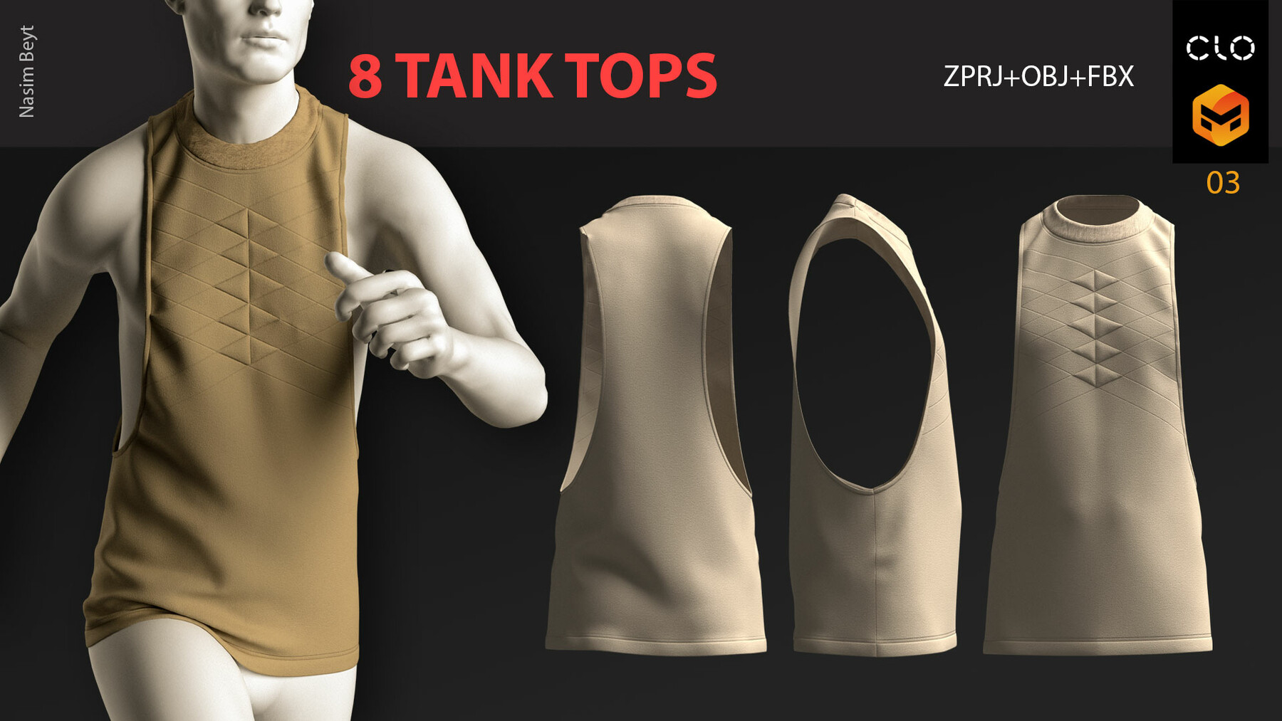 ArtStation - 8 TANK TOP PACK. Marvelous Designer/Clo3D project file+OBJ ...