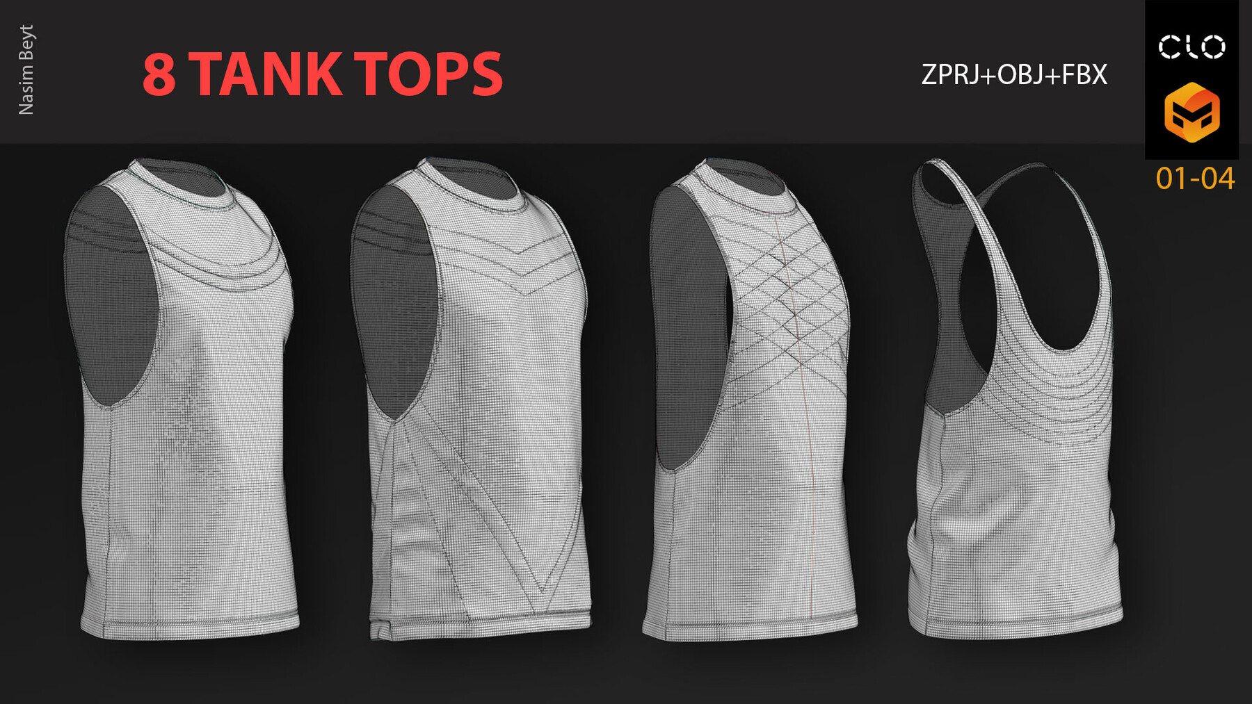 ArtStation - 8 TANK TOP PACK. Marvelous Designer/Clo3D project file+OBJ ...