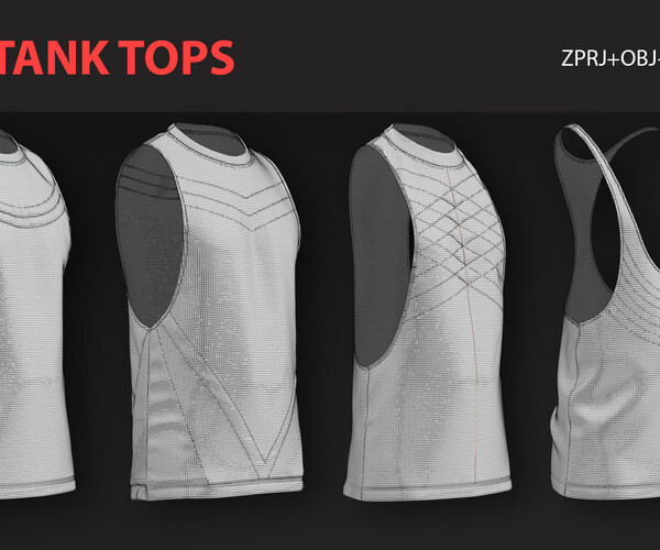 ArtStation - 8 TANK TOP PACK. Marvelous Designer/Clo3D project file+OBJ ...