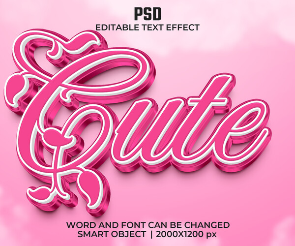 ArtStation - 3D Cute PSD fully editable text effect. Layer style PSD ...