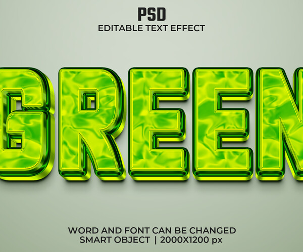 ArtStation - 3D Green PSD fully editable text effect. Layer style PSD ...