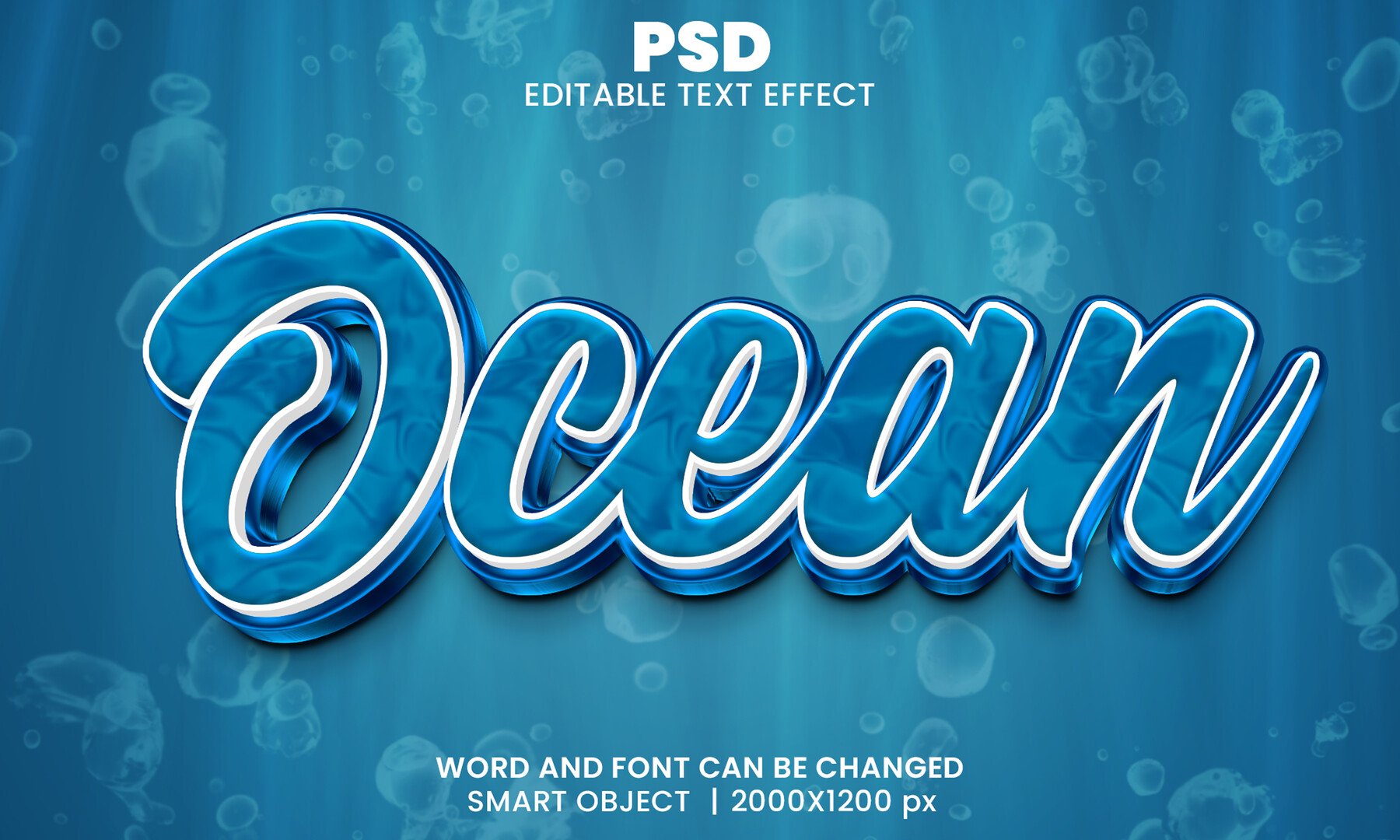 ArtStation - 3D Ocean PSD fully editable text effect. Layer style PSD mockup template. | Artworks