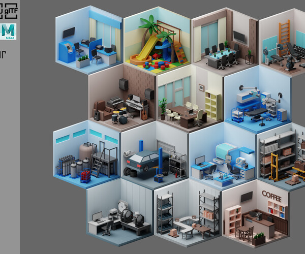 ArtStation - low poly interior Low-poly 3D model | Game Assets