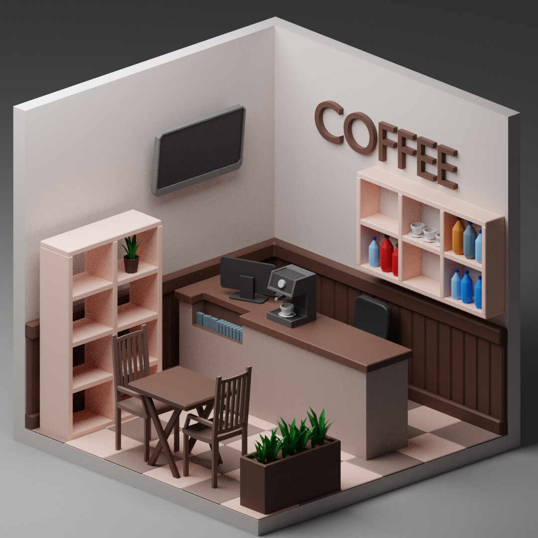 ArtStation - low poly interior Low-poly 3D model | Game Assets