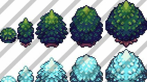 ArtStation - Pixel Art: Sprites (Trees) - Summer | Game Assets