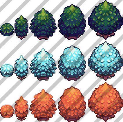 ArtStation - Pixel Art: Sprites (Trees) - Summer | Game Assets