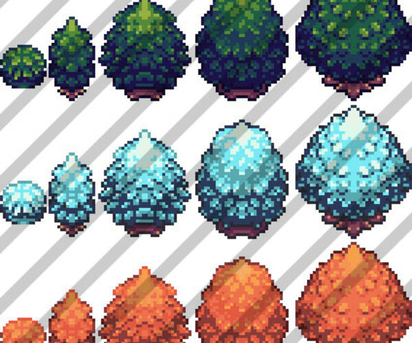 ArtStation - Pixel Art: Sprites (Trees) - Winter | Game Assets