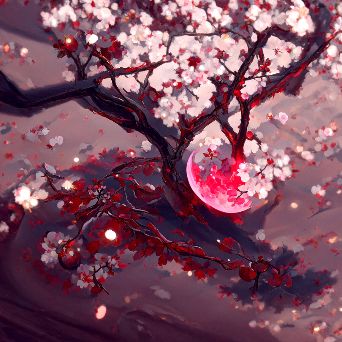 ArtStation - Blood moon and a tree | Artworks