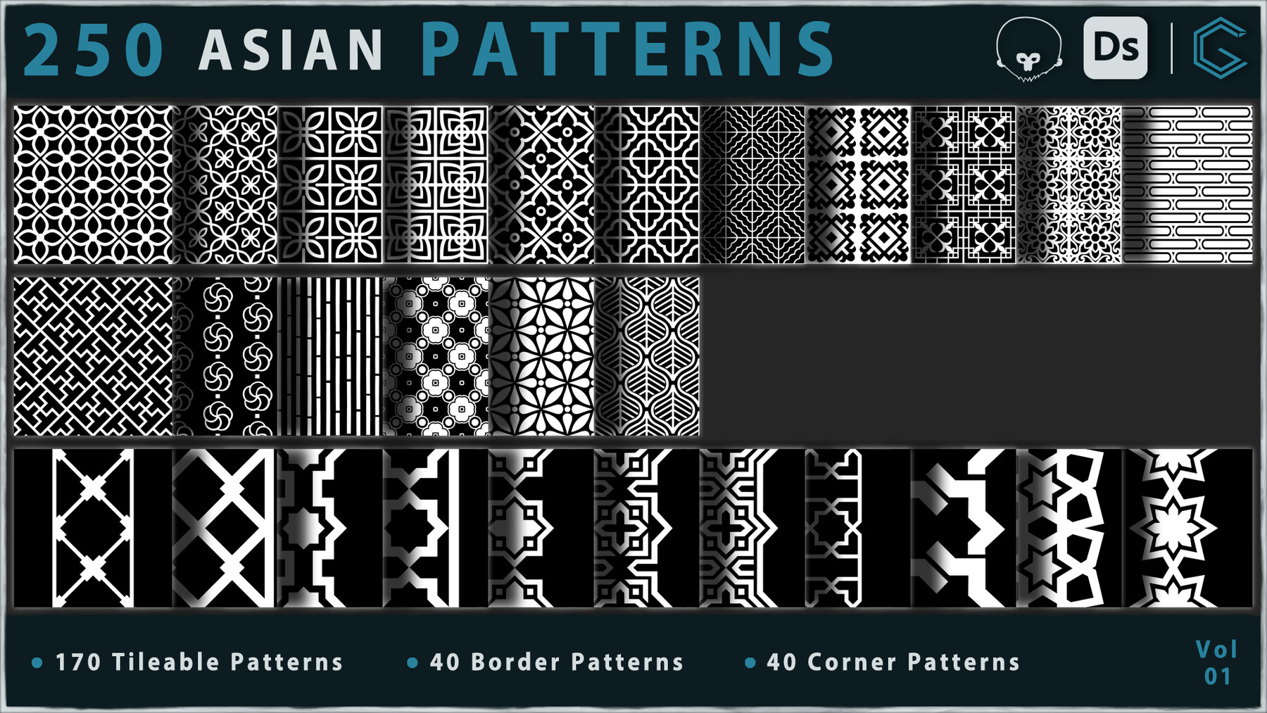 ArtStation - 250 Asian Patterns | Brushes