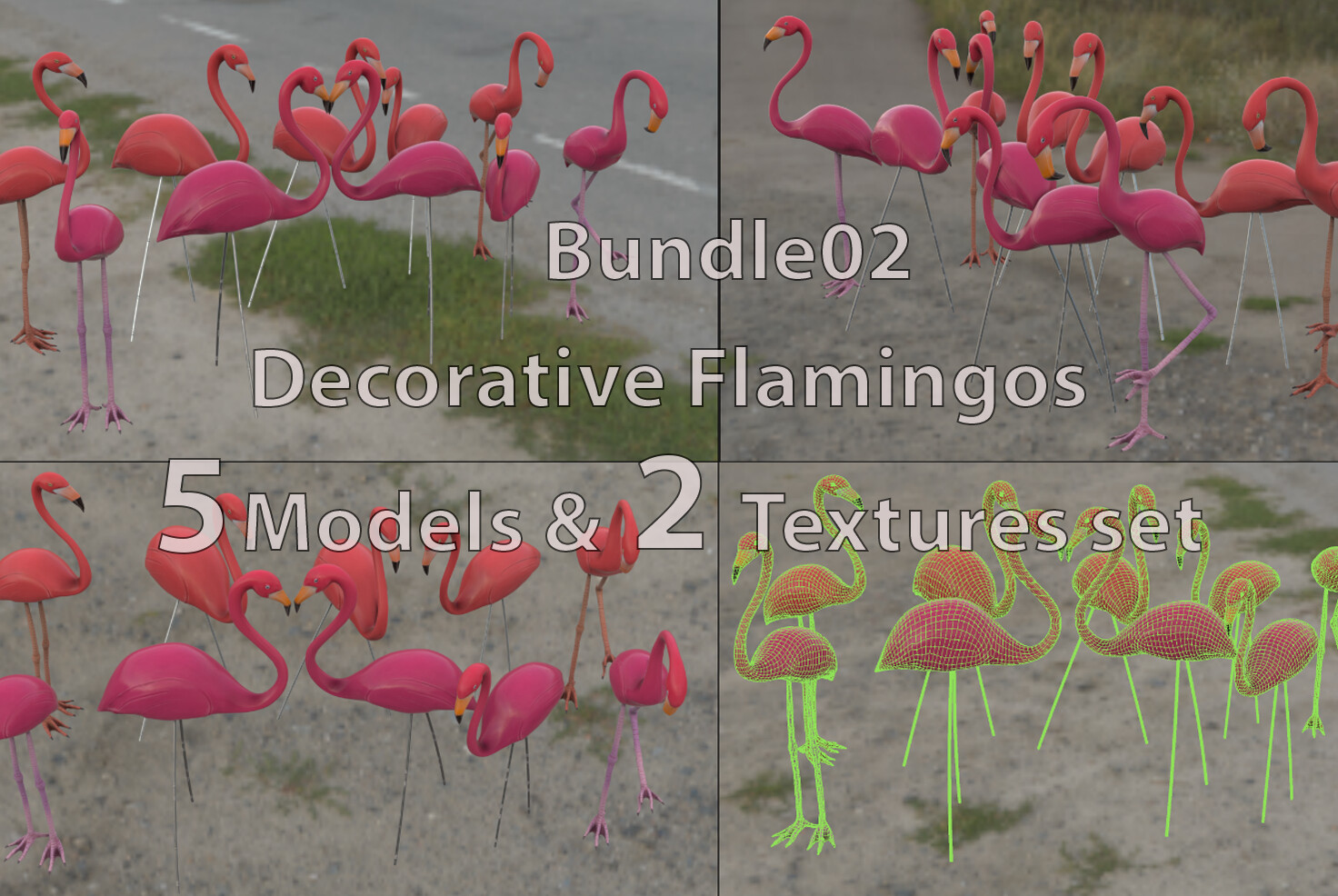 ArtStation - Decorative Flamingos | Game Assets