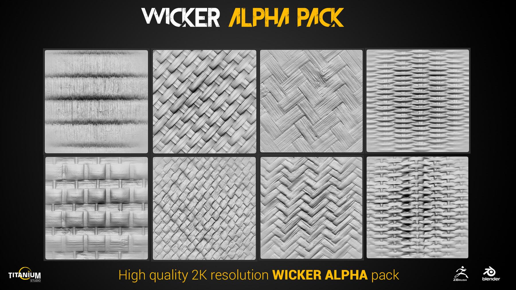 ArtStation - Photo Scaned Wicker Alpha Pack | 2K | Brushes