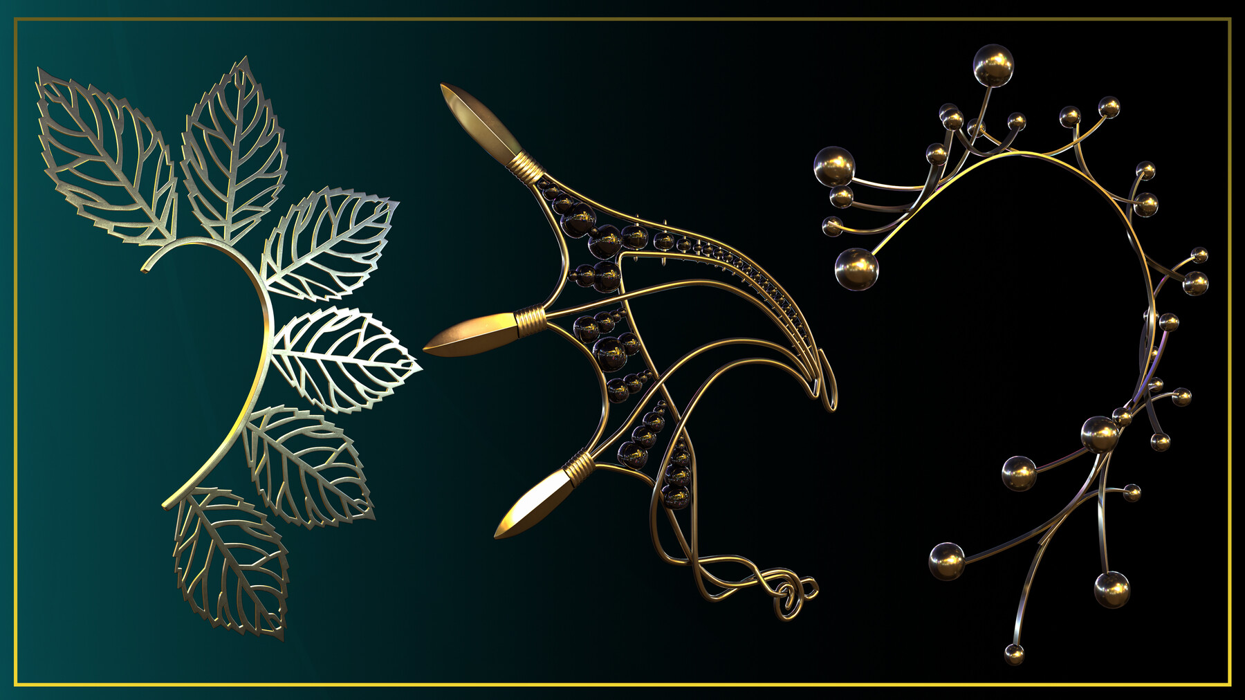 ArtStation - 25 Base Mesh Luxurious Ear cuffs - VOL 05 | Game Assets