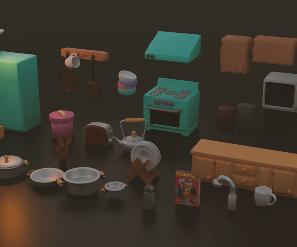 ArtStation - Simple 3d/2d kitchen - TUTORIAL AND KITBASH INCLUDE | Game ...