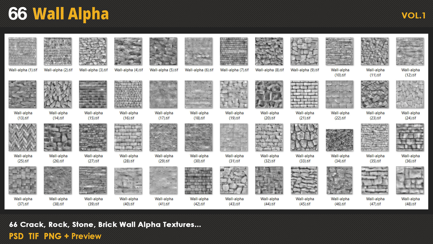 ArtStation - 66 Wall Apha vol.1 | Brushes