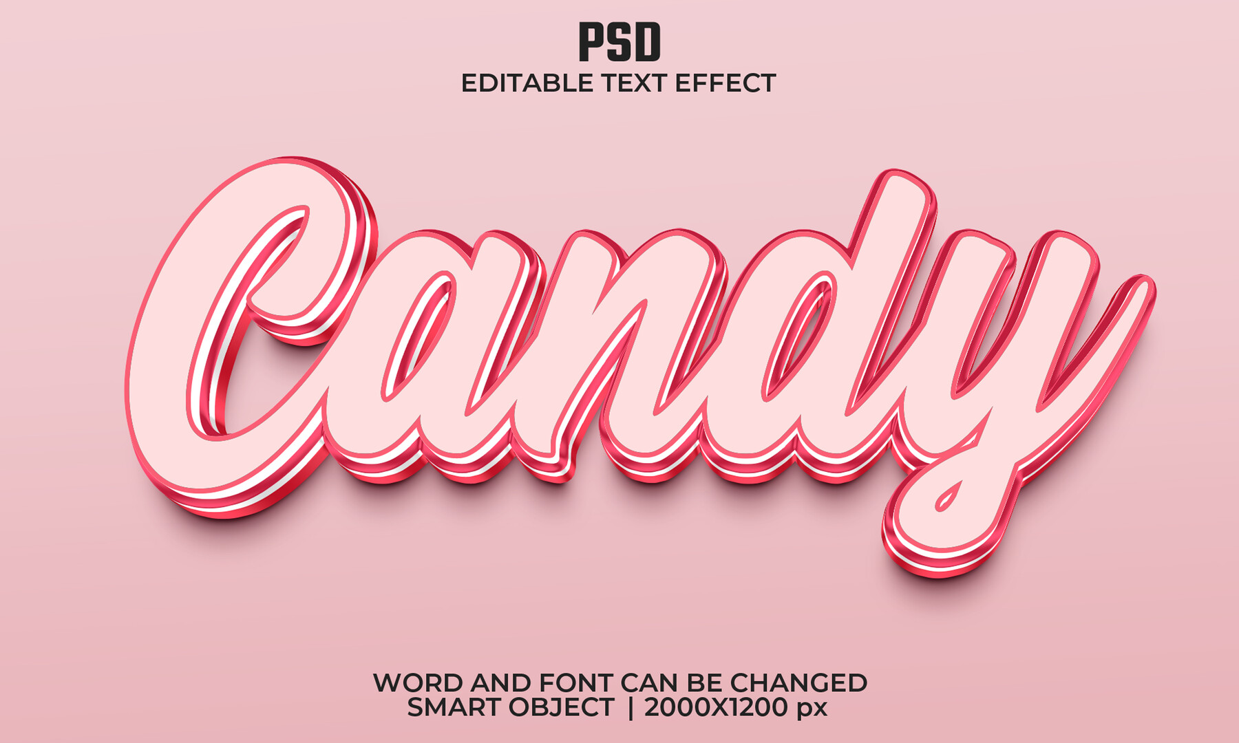 ArtStation - 3D Candy PSD fully editable text effect. Layer style PSD ...