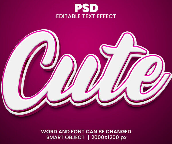 ArtStation - 3D Cute PSD fully editable text effect. Layer style PSD ...