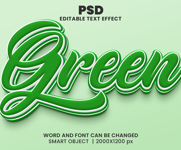 ArtStation - 3D Green PSD fully editable text effect. Layer style PSD ...
