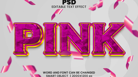 ArtStation - 3D Pink PSD fully editable text effect. Layer style PSD ...