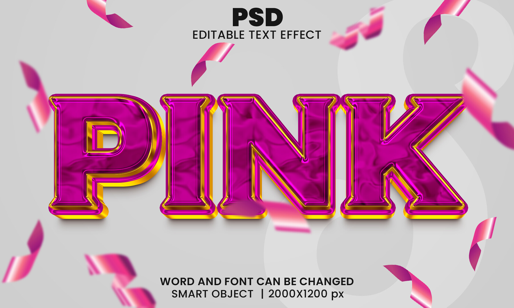 ArtStation - 3D Pink PSD fully editable text effect. Layer style PSD ...