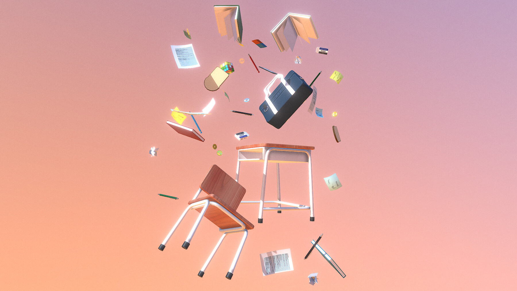 Artstation Chaotic Classroom Game Assets