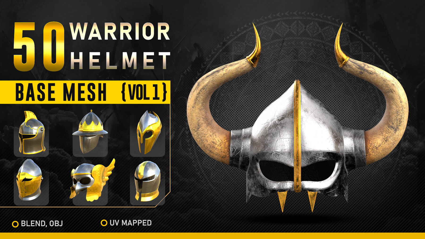 ArtStation - 50 Warrior Helmet Base mesh - Vol 1 | Game Assets